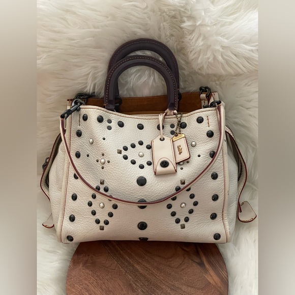 Coach | Bags | Coach 941 Rogue 31 Western Riveted White Pebble Leather ...